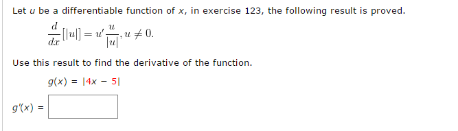 Solved Let u be a differentiable function of x, in exercise | Chegg.com