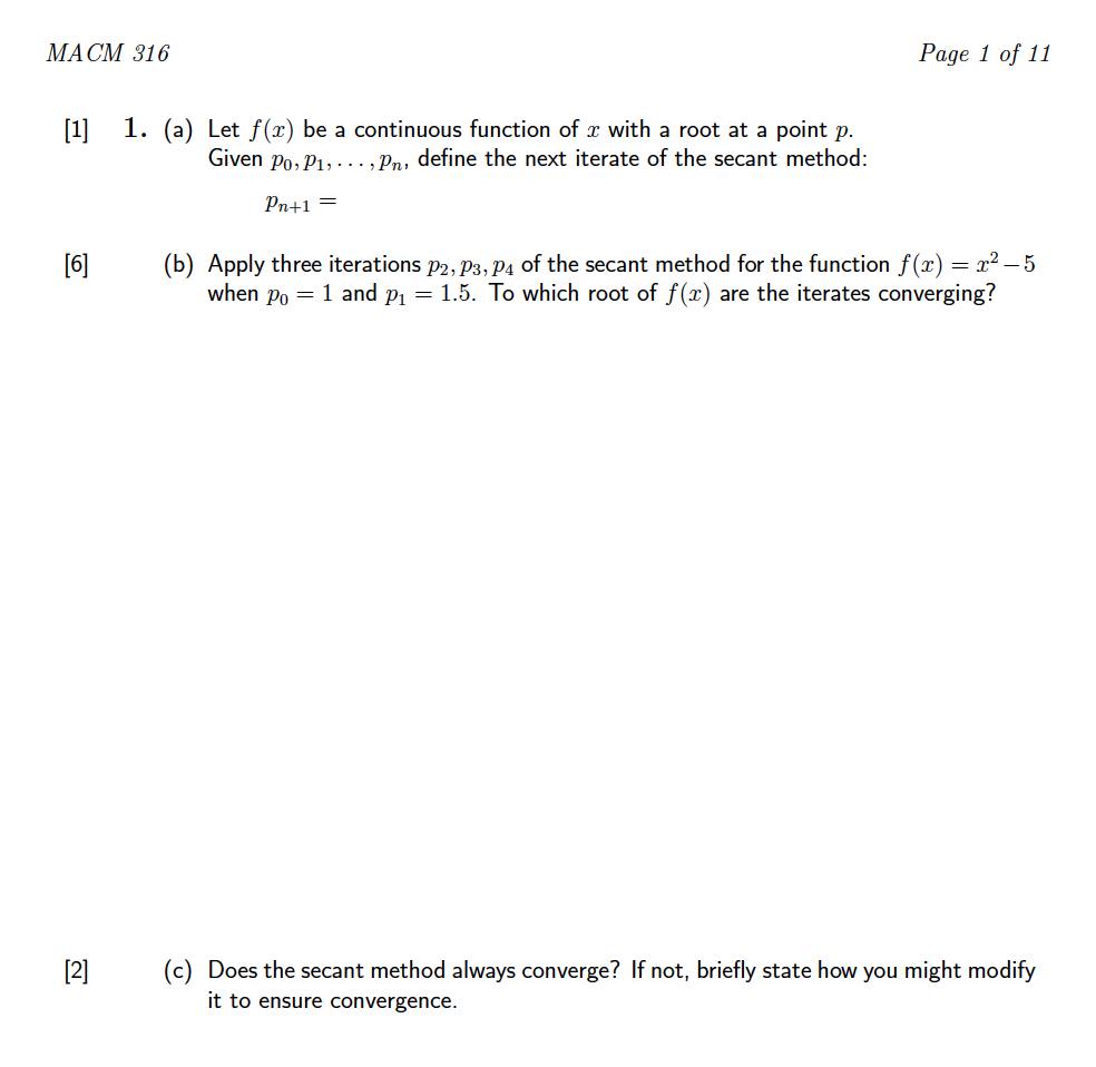 Solved Let f (x) be a continuous function of x with a root | Chegg.com