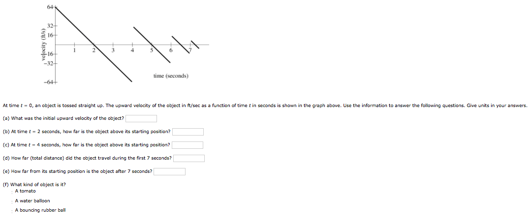 Solved At Time T 0 An Object Is Tossed Straight Up The 