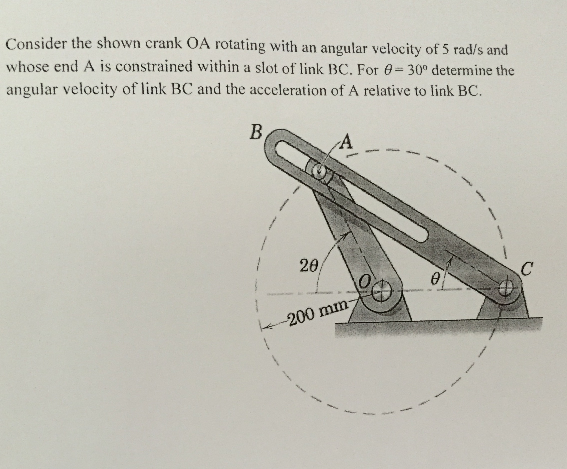 Solved Consider the shown crank OA rotating with an angular | Chegg.com