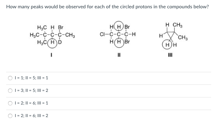 Solved How many unique protons are present in each of the | Chegg.com