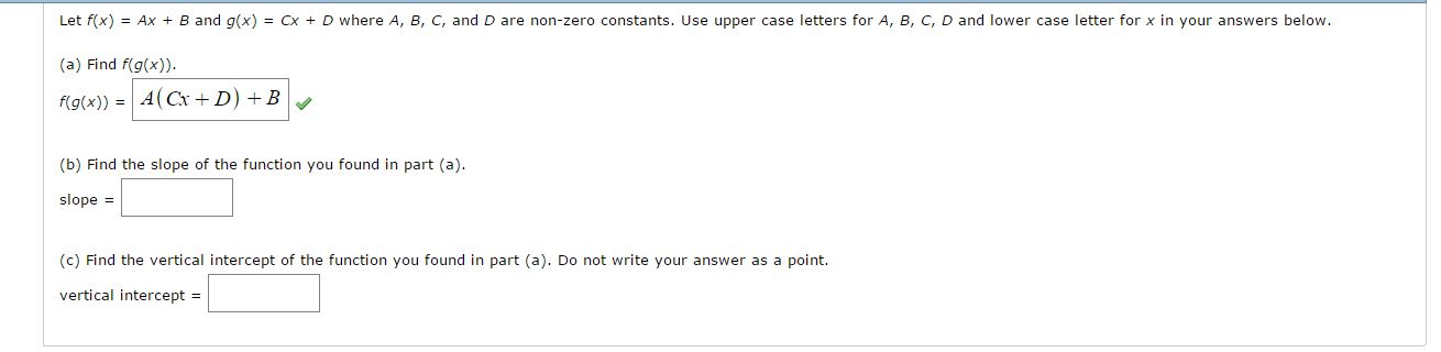 Solved Let f(x) = Ax + B and g(x) = Cx + D where A, B, C, | Chegg.com