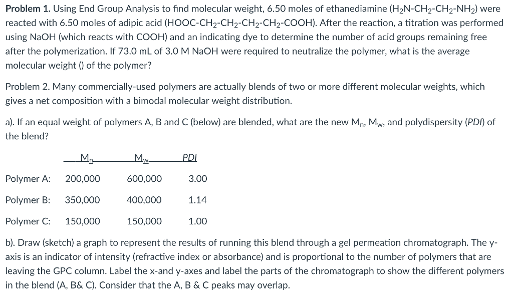 Problem 1. Using End Group Analysis to find molecular | Chegg.com