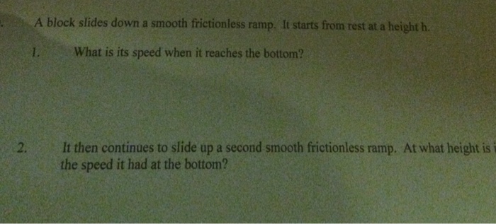 Solved A block slides down a smooth frictionless ramp. it | Chegg.com