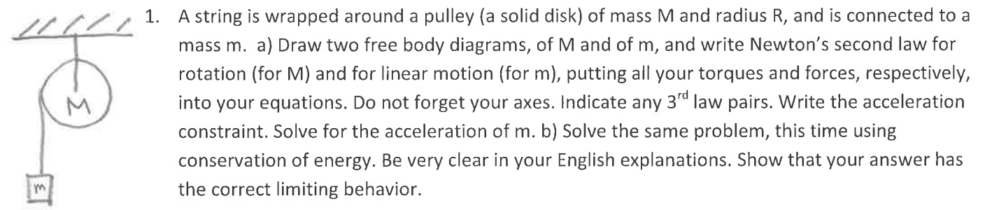 Solved A string is wrapped around a pulley (a solid disk) of | Chegg.com