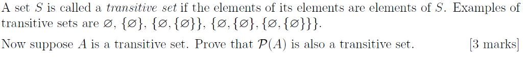 Solved A set S is called a transitive set if the elements of | Chegg.com