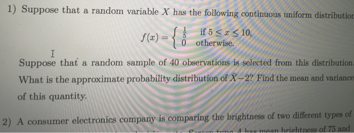 Solved Suppose that a random variable X has the following | Chegg.com