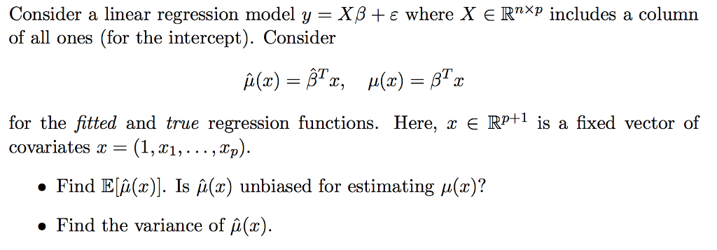 Solved Consider a linear regression model y = X Beta + sum | Chegg.com