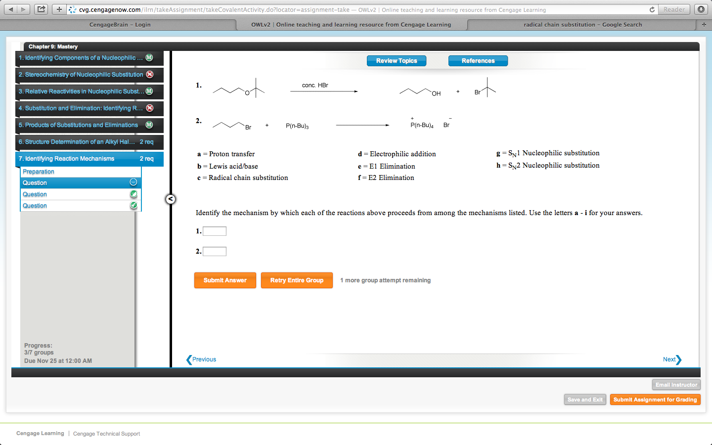Solved Identify the mechanism by which each of the reactions | Chegg.com