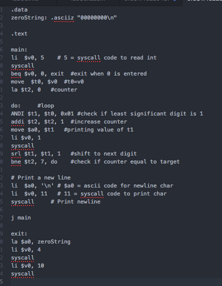Solved .data zeroString: .asciiz "00000000\n" text main: li | Chegg.com