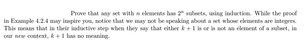 Solved Prove that any set with n elements has 2^n subsets, | Chegg.com