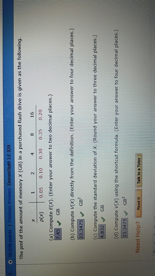 Solved ious Answers DevoreStat9 3.E.029 The pmf of the | Chegg.com