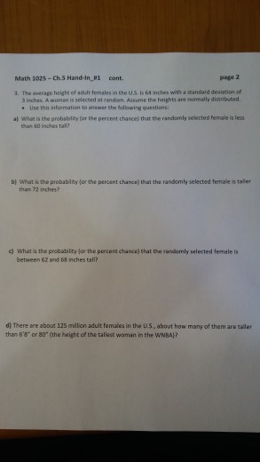 Solved Math 1025-Ch.5 Hand-In-#1 cont. page 2 s. The average | Chegg.com