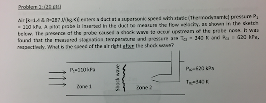 Solved Problem 1:(20 pts) Air [k=1,4 & R-287 J/(kg.K)) | Chegg.com