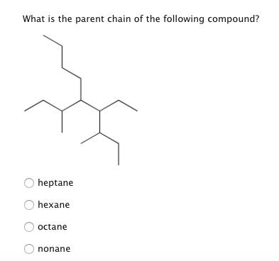 Solved What is the parent chain of the following compound? | Chegg.com