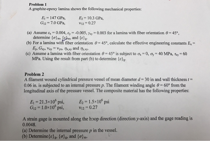 Solved A graphite-epoxy lamina shows the following | Chegg.com