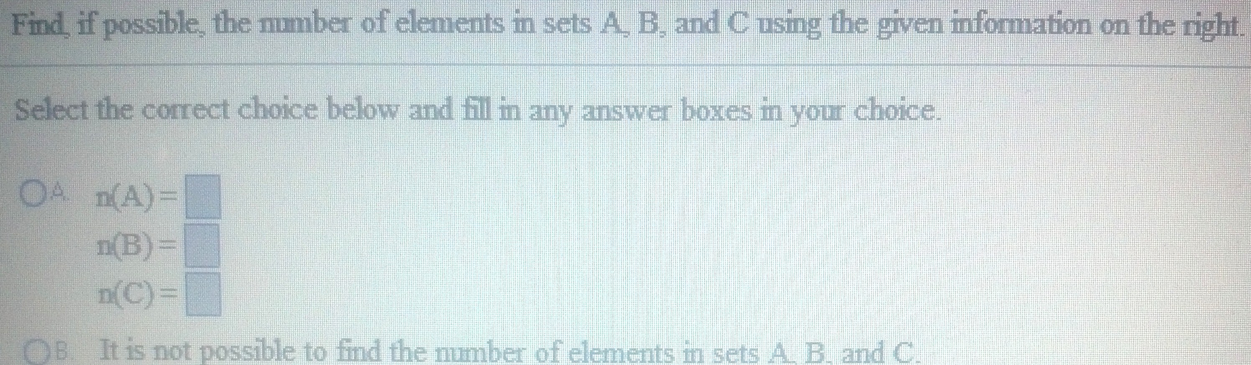 Solved Find, if possible, the number of elements in sets A, | Chegg.com