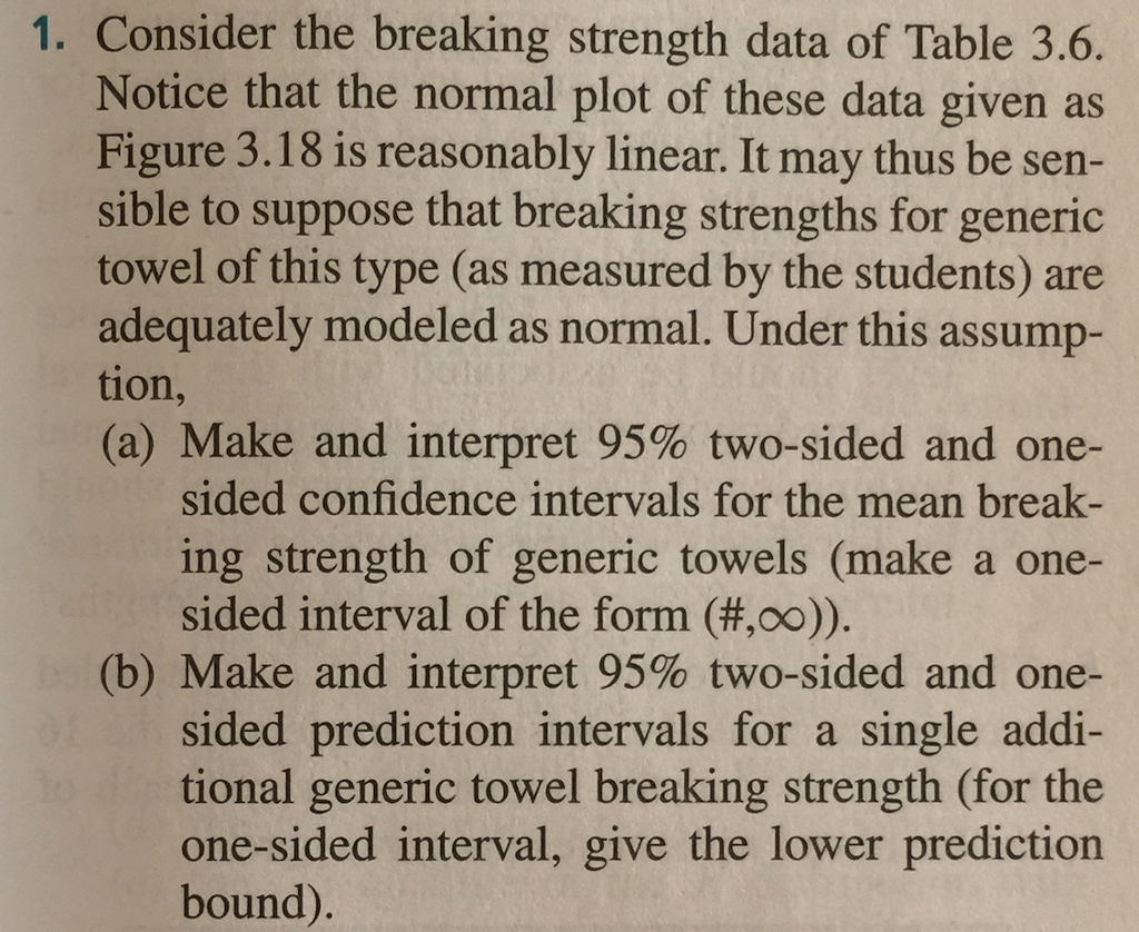 Solved Table 3.6 Ten Paper Towel Breaking Strengths Test | Chegg.com
