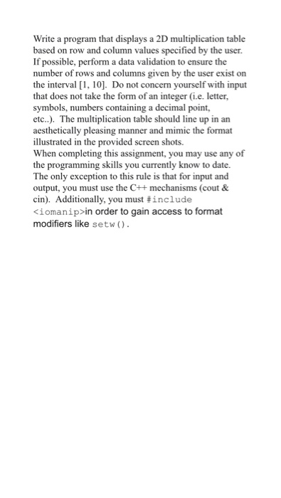 Solved Write a program that displays a 2D multiplication | Chegg.com