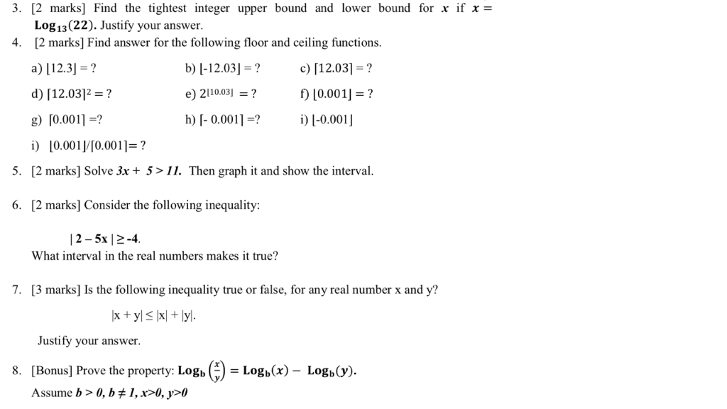 Solved 3. [2 marks] Find the tightest integer upper bound | Chegg.com