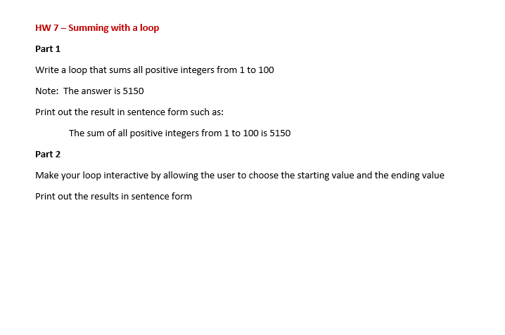 Solved Part 1 Write A Loop That Sums All Positive 