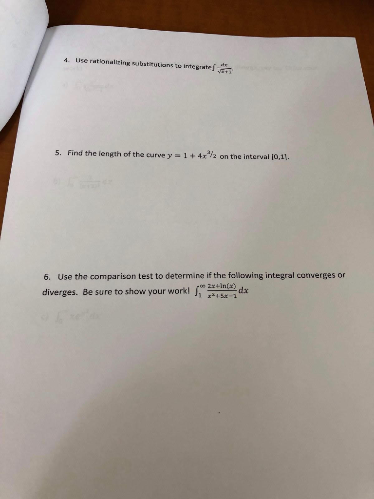 Solved 4. Use rationalizing substitutions to integrate dx 5. | Chegg.com
