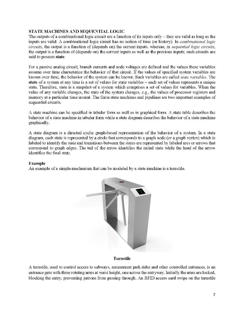 Solved STATE MACHINES AND SEQUENTIAL LOGIC The outputs of a | Chegg.com