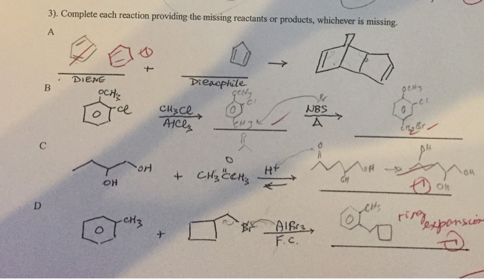 Solved Complete each reaction providing the missing | Chegg.com
