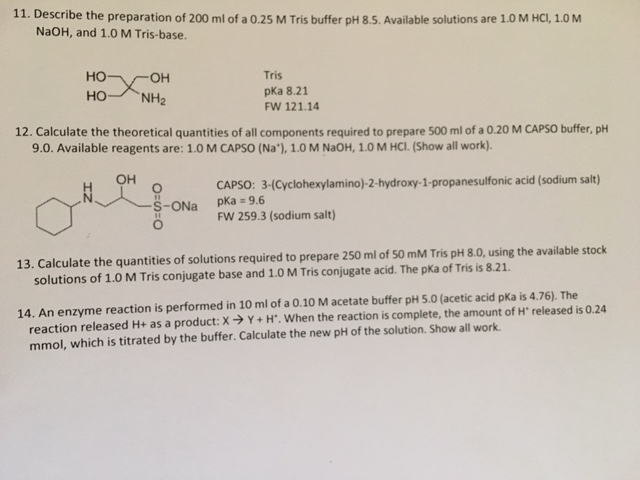 Hi I'm confused on how to solve these basic buffer | Chegg.com