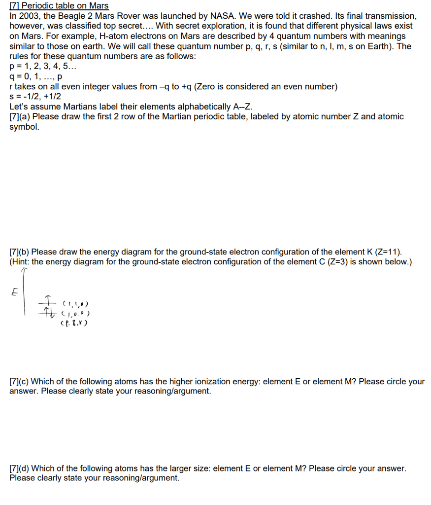 Solved Periodic table on Mars In 2003, the Beagle 2 Mars | Chegg.com