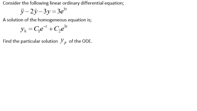 Solved Consider the following linear ordinary differential | Chegg.com