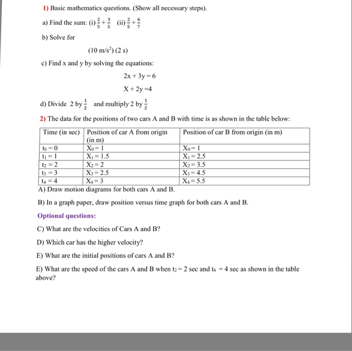 Solved Basic Mathematics Questions Show All Necessary Chegg