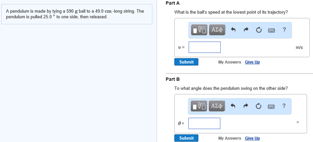 Solved A Pendulum Is Made By Tying A 590 G Ball To A 49 0 Cm