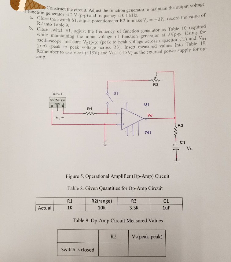 Solved ltage Construct the circuit. Adjust the function | Chegg.com