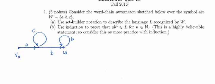 Consider the word-chain automaton sketched below over | Chegg.com