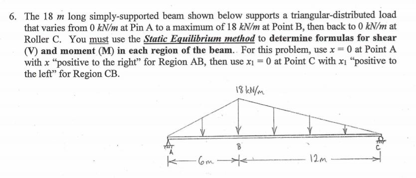 Solved 6. The 18 m long simply-supported beam shown below | Chegg.com