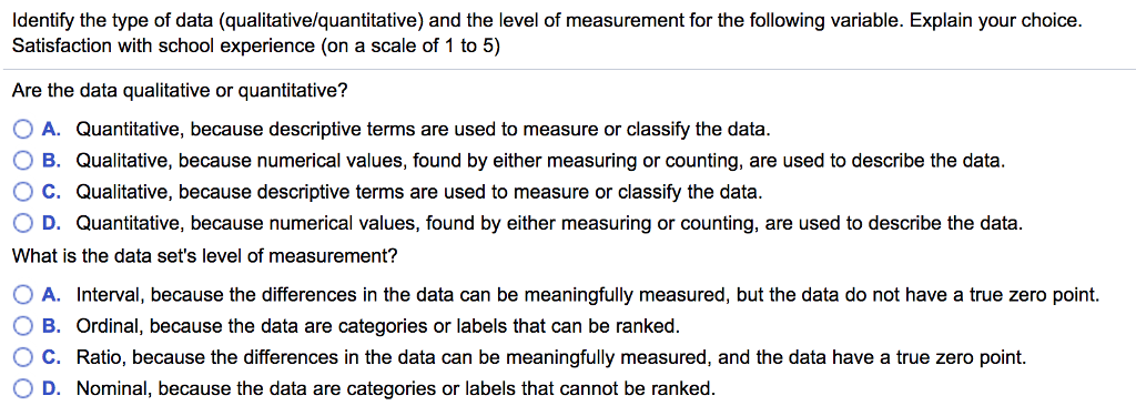 Solved Identify the type of data (qualitative/quantitative) | Chegg.com