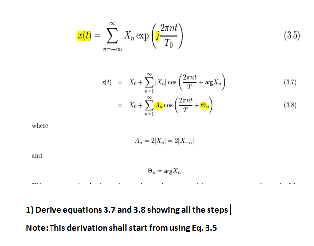 Solved x(t) = summation n=-infinity to infinity Xn exp(j 2 | Chegg.com