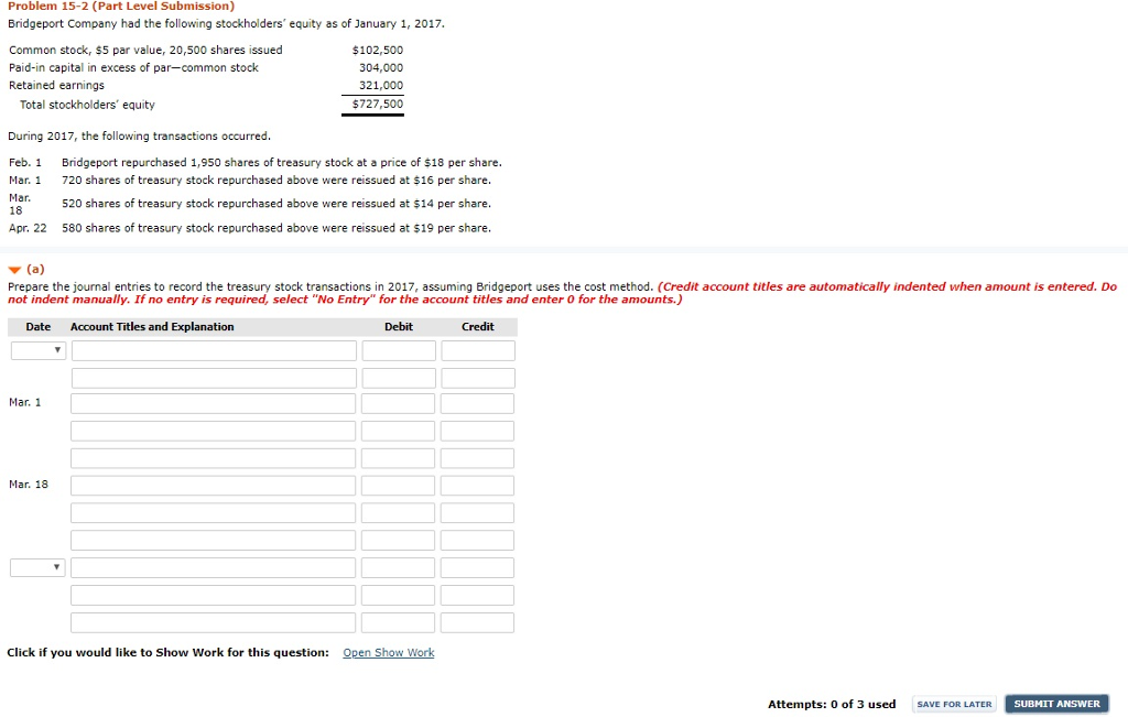 Solved Problem 15-2 (Part Level Submission) Bridgeport | Chegg.com