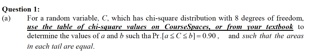 Solved For a random variable, C, which has chi-square | Chegg.com