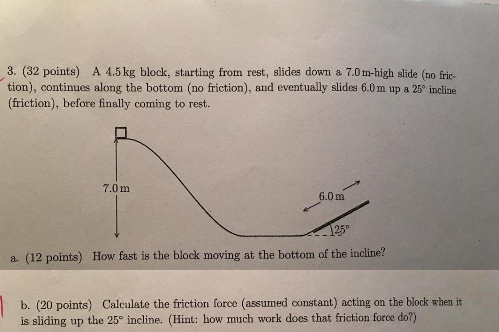 Solved 3. (32 points) A 4.5 kg block, starting from rest, | Chegg.com