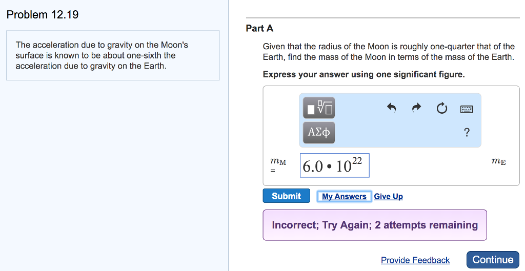 Solved Problem 12 19 Part A The Acceleration Due To Gravity Chegg