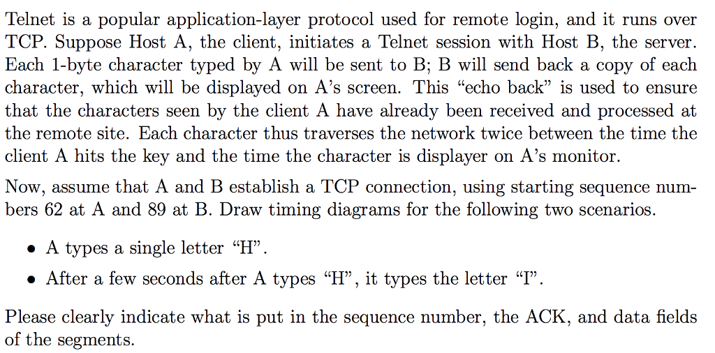 Telnet is a popular application-layer protocol used | Chegg.com
