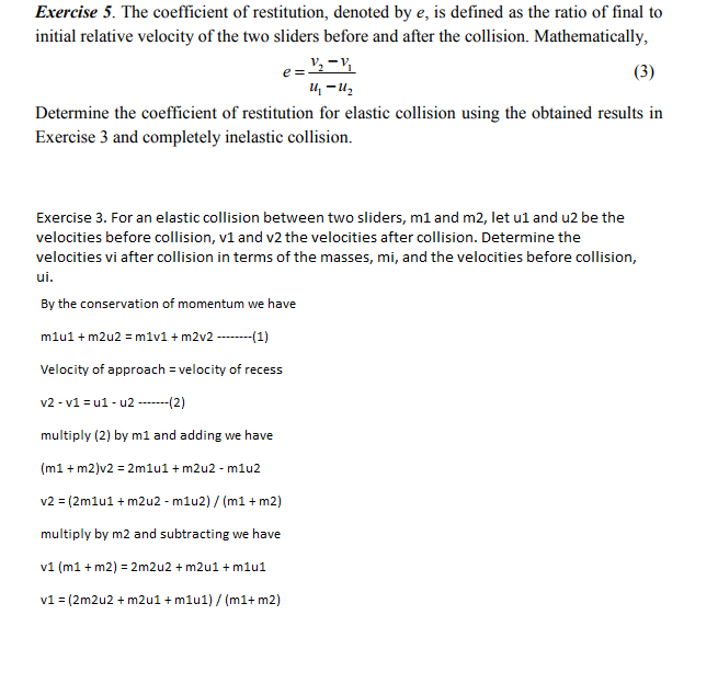 Solved Exercise 5. The coefficient of restitution, denoted | Chegg.com