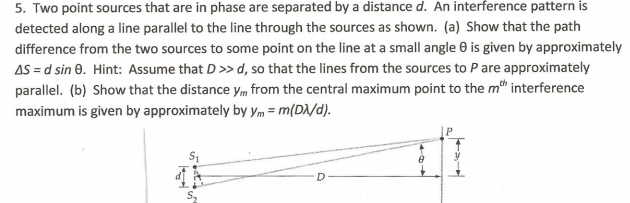 Solved 5. Two point sources that are in phase are separated | Chegg.com