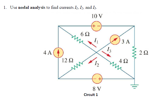 Solved Use nodal analysis to find currents I1, I2, and I3. | Chegg.com