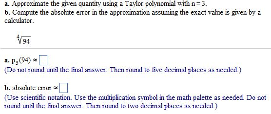 Solved a. Approximate the given quantity using a Taylor | Chegg.com