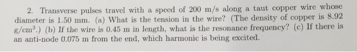 Solved Transverse pulses travel with a speed of 200 m/s | Chegg.com