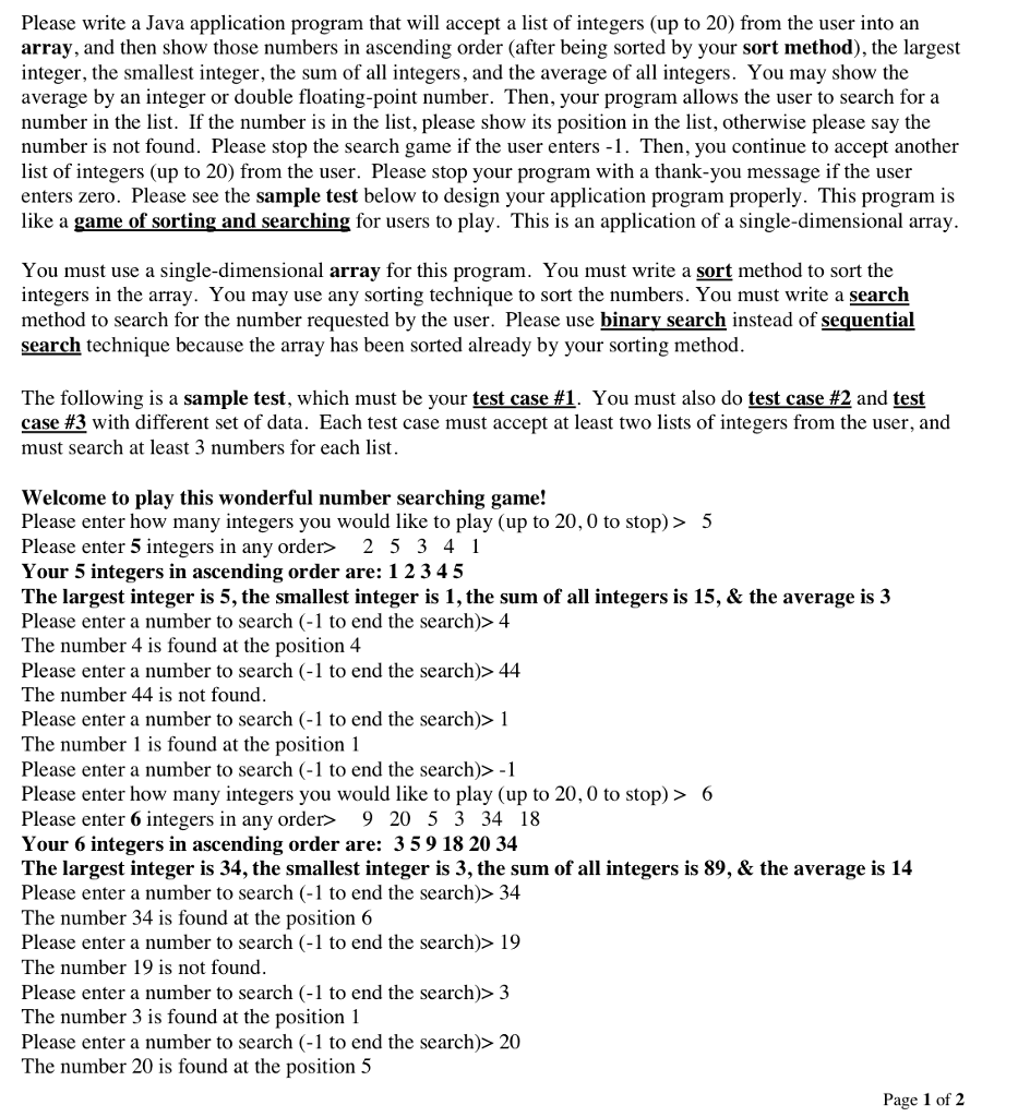 Solved Please write a Java application program that will | Chegg.com