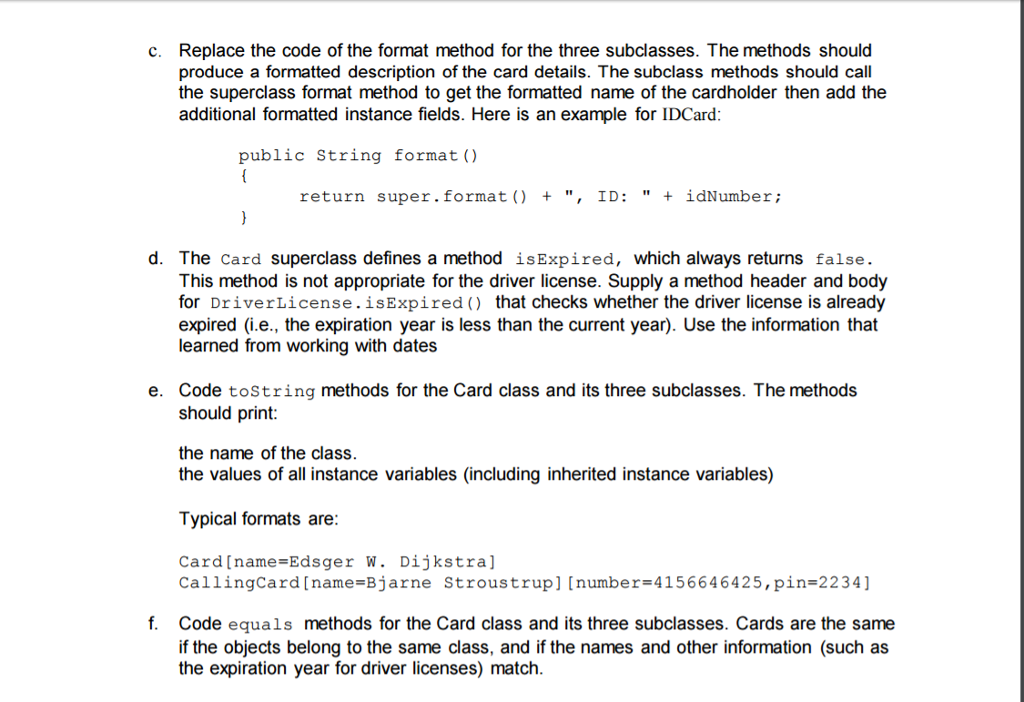 Solved Lab 1 Inheritance Instructions: Code the classes in | Chegg.com